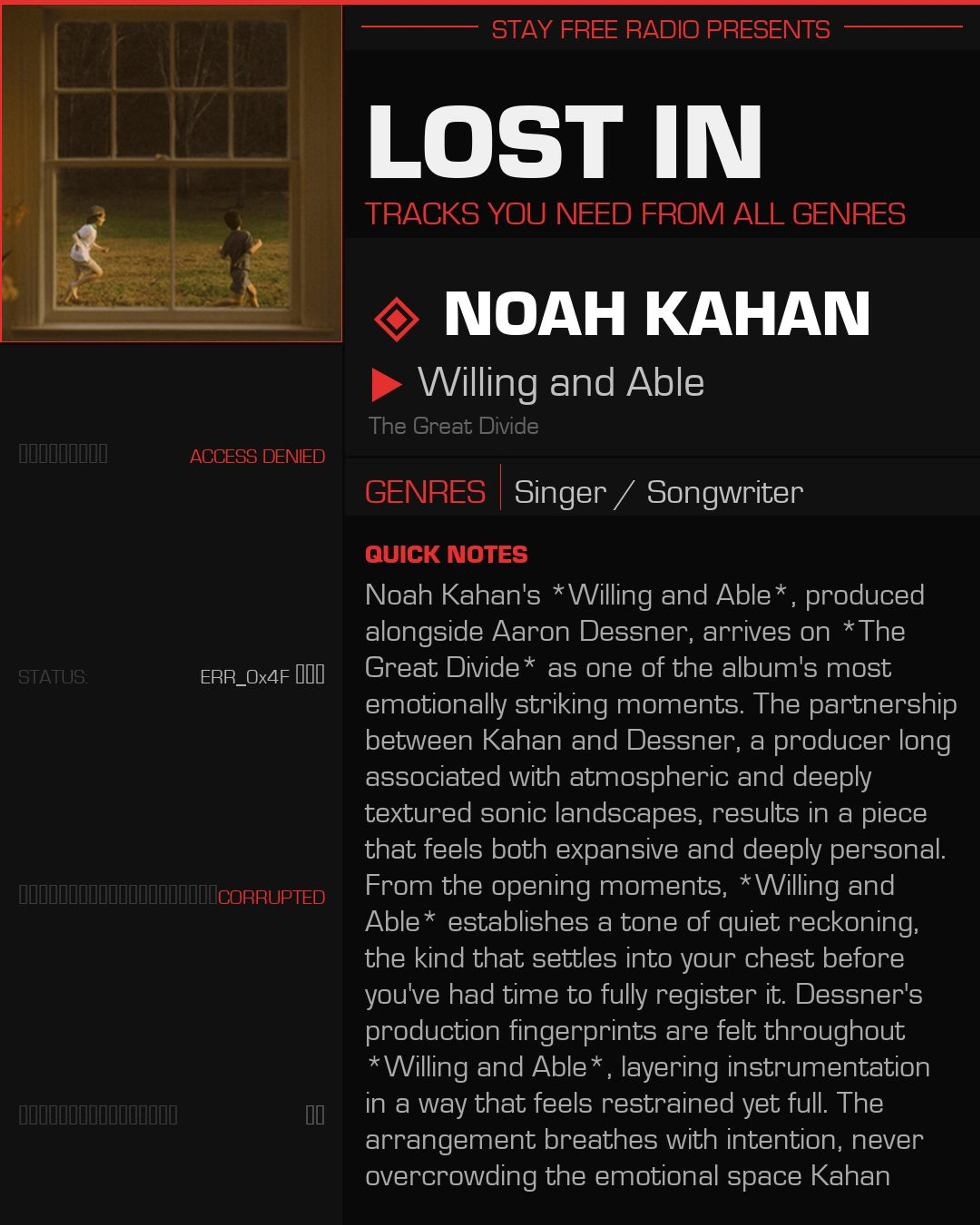 Noah Kahan Willing and Able Lyrics Meaning Explained