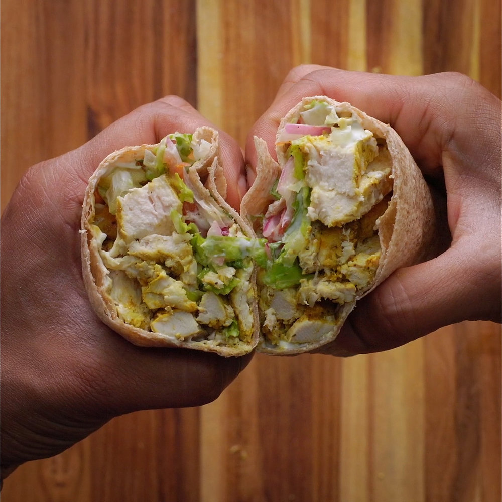 Healthy Chicken Wrap with no knead Roti