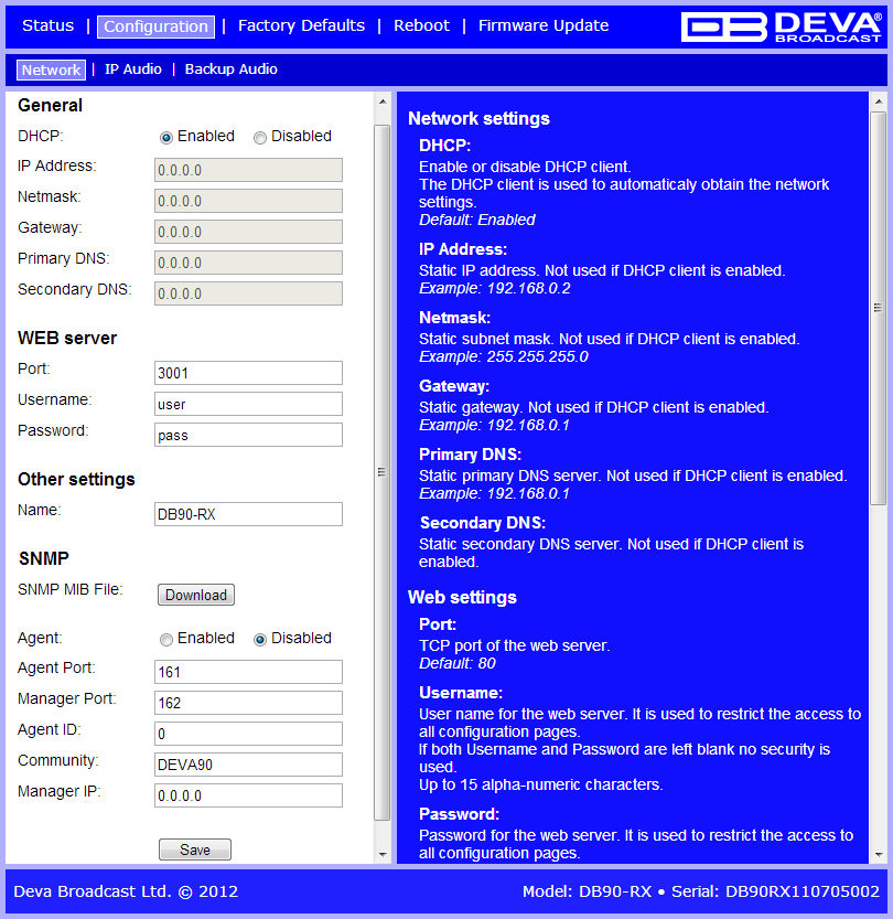 DB90-RX - IP Audio Decoder | main