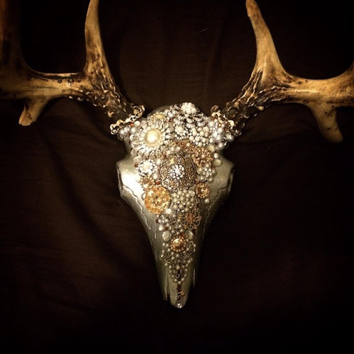 Custom Silver Embellished Deer Skull | the-rustic-reiner