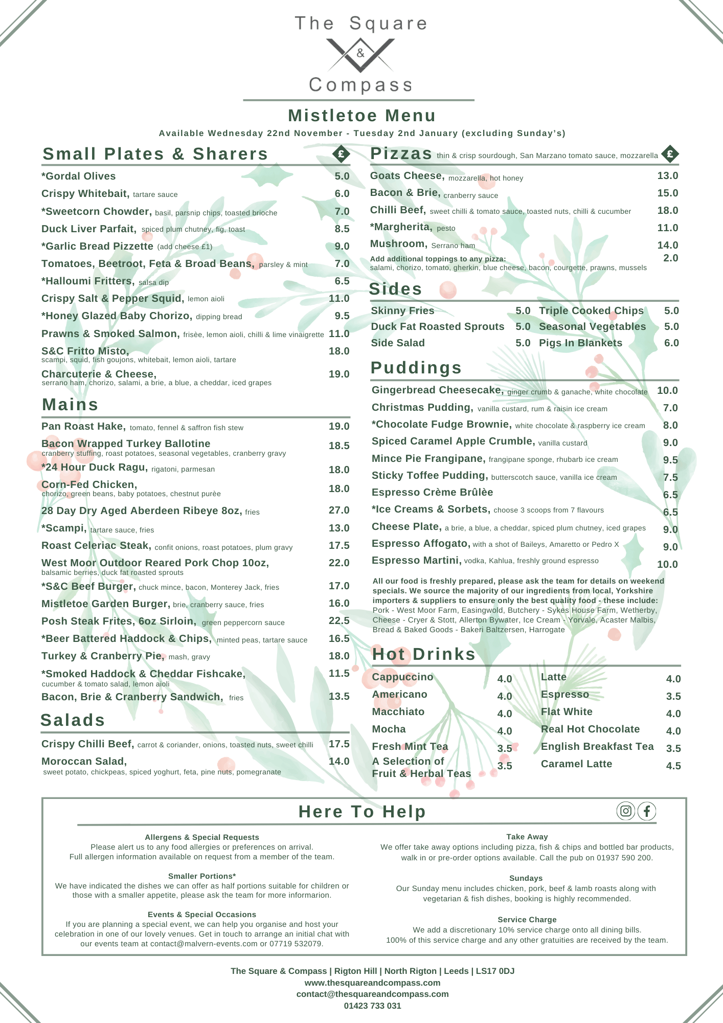 Pub Restaurant | The Square and Compass | North Rigton