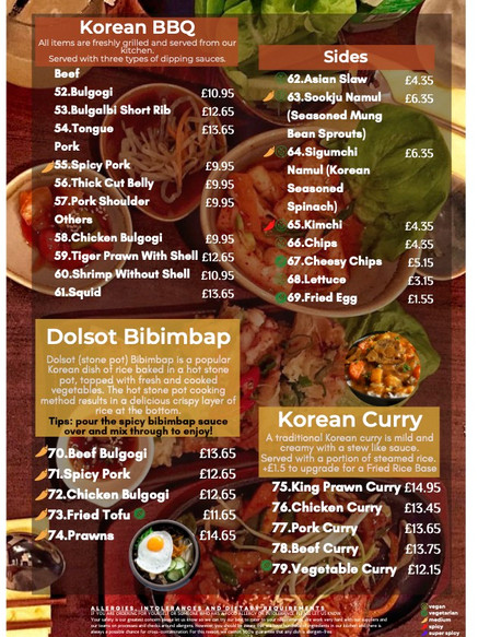 Menu | Itaewon Korean Restaurant