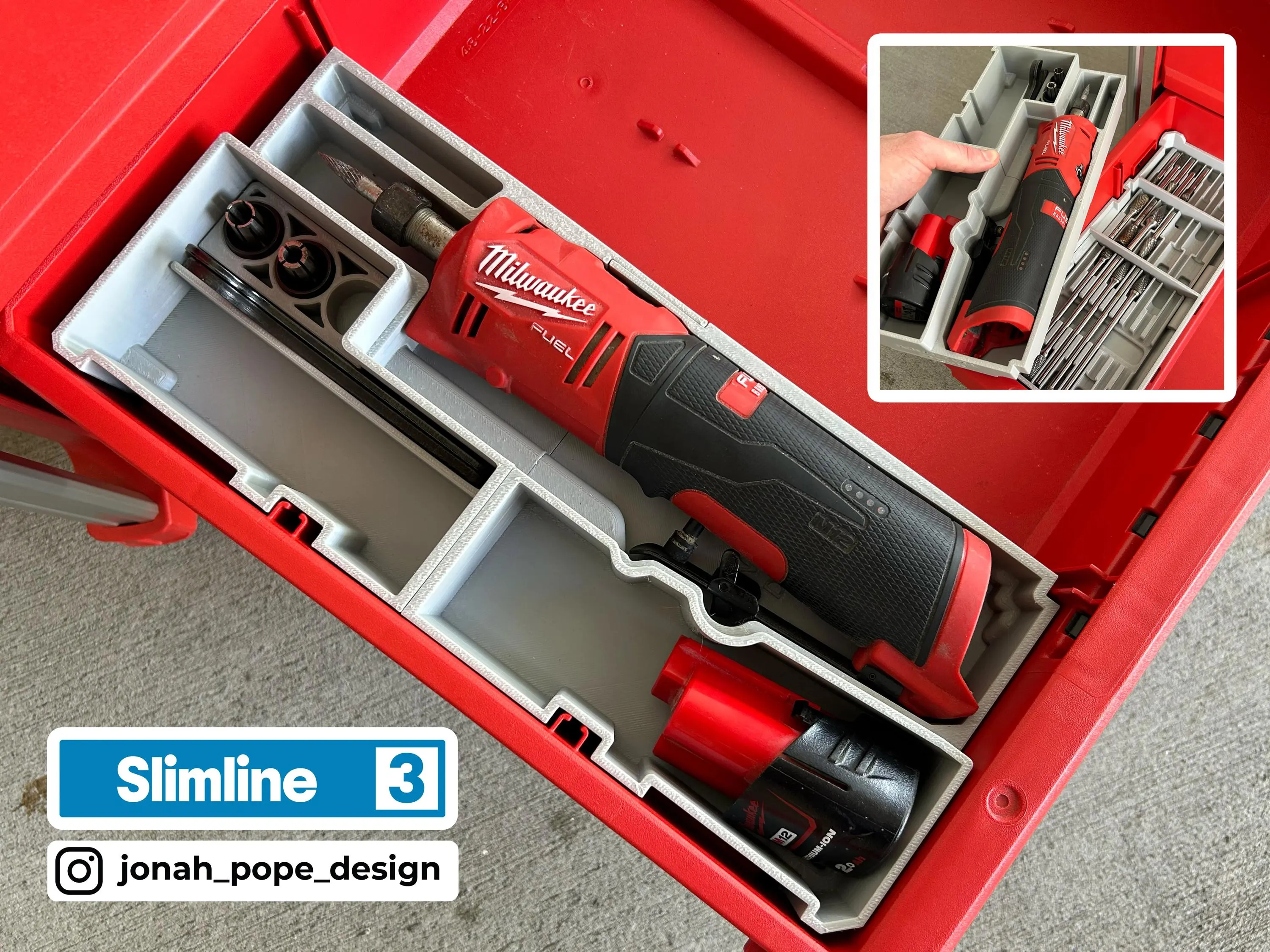 Milwaukee Packout DRAWER - M12 Die Grinder Insert | Thrive-3D