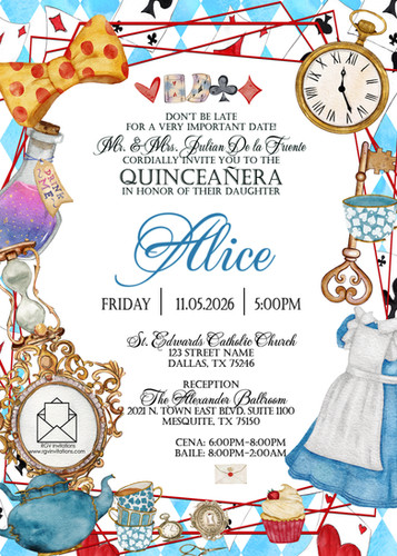 Alice in Wonderland XV Invitation | RGV Invitations