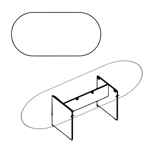 Conference Table Tops Racetrack (2P Top) with H-Base | Ufficio Furniture