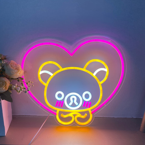 Rilakkuma San-X Kawaii Teddy Bear Neon LED Sign for Game Room Kawaii ...