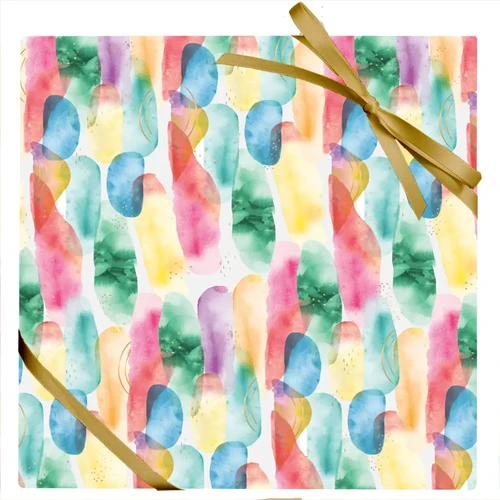 Rainbow Abstract Watercolor Stone Wrapping Paper | Create Studio Atx