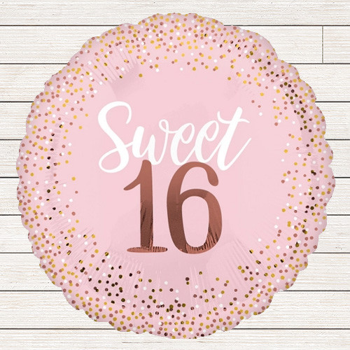 28" Sweet 16 Rose Gold Balloon | Dean's Party Mania