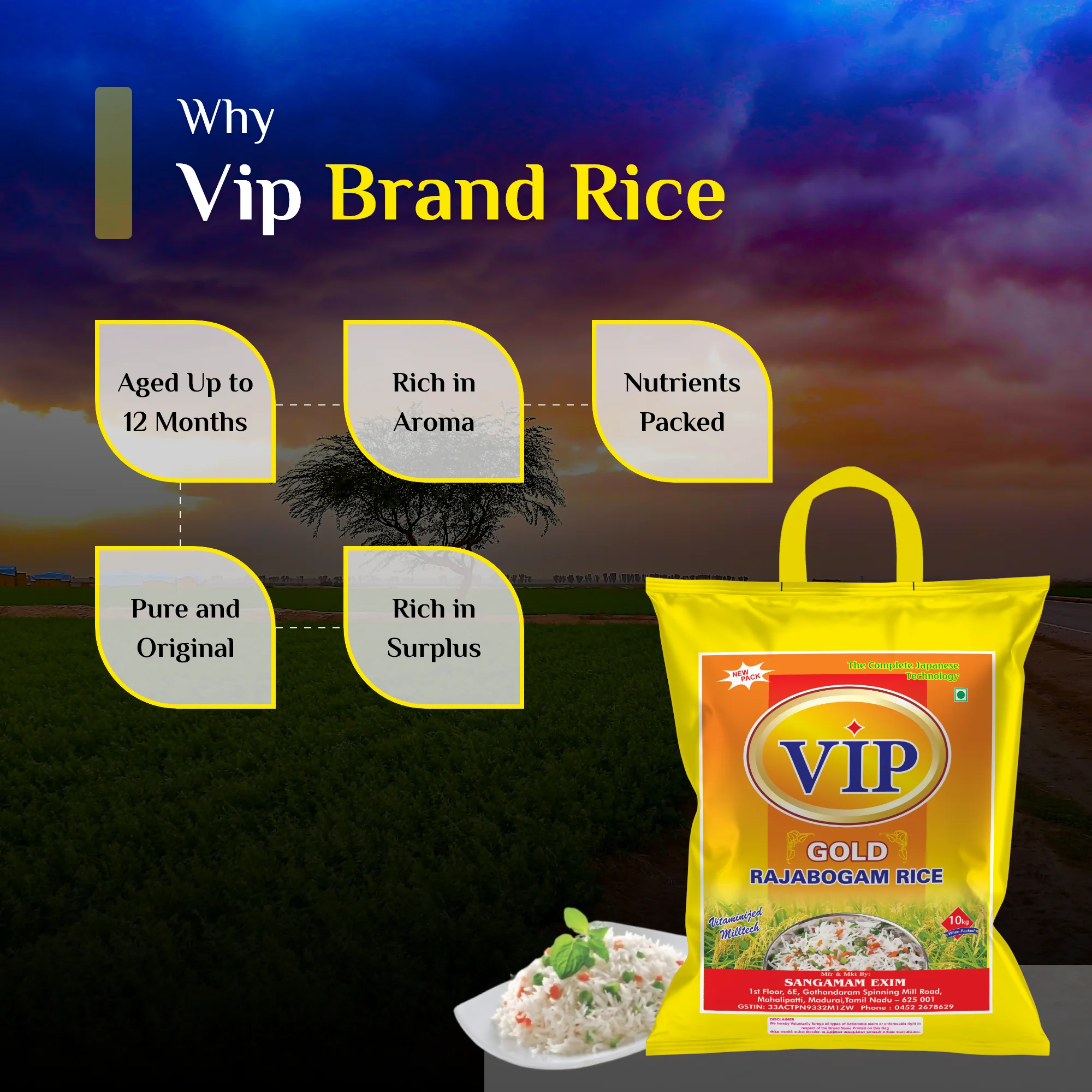 VIP Premium Rajabogam Rice, A Year Old Thanjavur Ponni Rice | Sangamam Rice