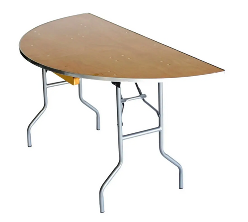 MESA MEDIA LUNA 60" - PLEGADIZA EN MADERA BORDE DE METAL | Eagle Sales