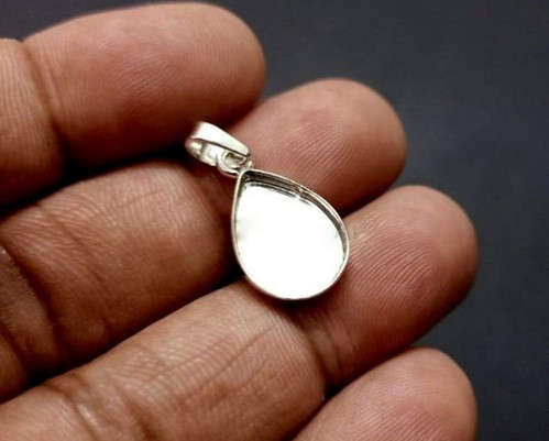 925 Sterling Silver Pendant Setting For Pear Shape Gemstone, Blank ...