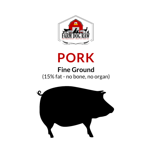 Pork - Ground 5lb (Fine Ground - 15% fat, no bone, no organ) | Farm Dog Raw
