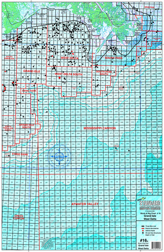 SM016 West Delta Block & Rig Chart | Standard Mapping