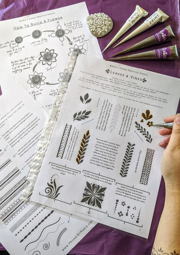 Practice Pack -Worksheets, Henna & Paint Cones | mehndibynadia