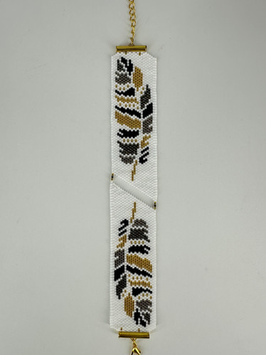 Peyote Beaded Feather Bracelet | Northern Culture