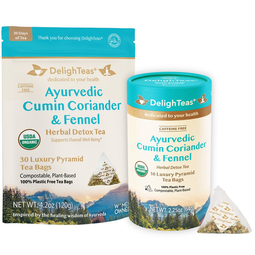Ayurvedic Cumin, Coriander & Fennel - Compostable Pyramid Tea Bags ...