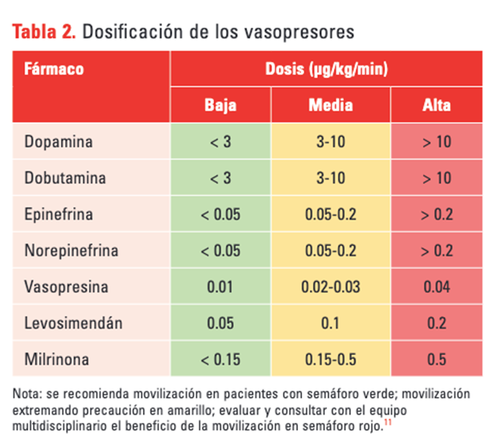 Vasopresores y movilización temprana del paciente en la unidad de ...