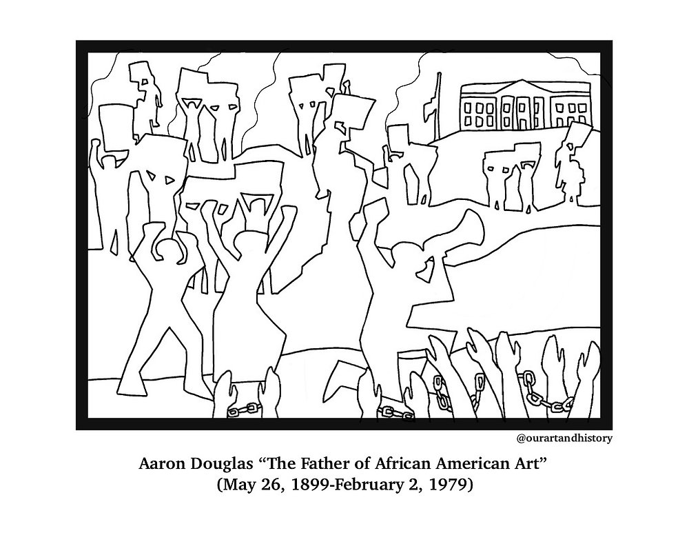 Aaron Douglas Inspired Coloring Page