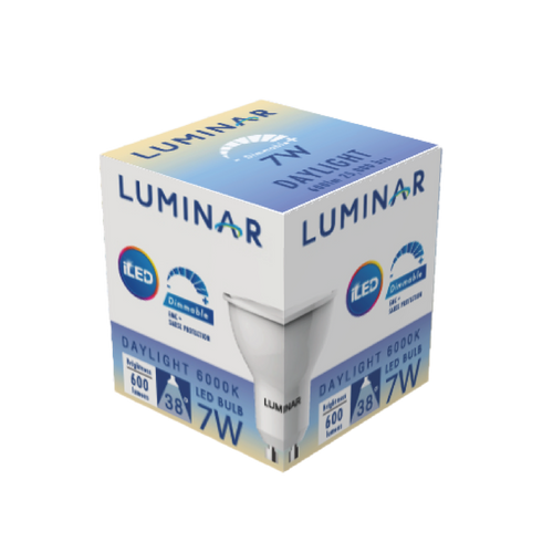 หลอด LED DIMMABLE GU10 LUMINAR 7W DAYLIGHT BEAM 38D | Lamp and Light