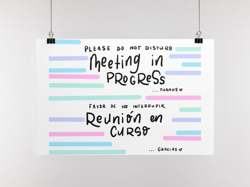 FREE Bilingual Meeting In Progress Sign | FluentInPlayTherapy