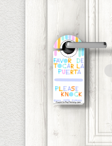 FREE Bilingual Hanging Door Sign | FluentInPlayTherapy