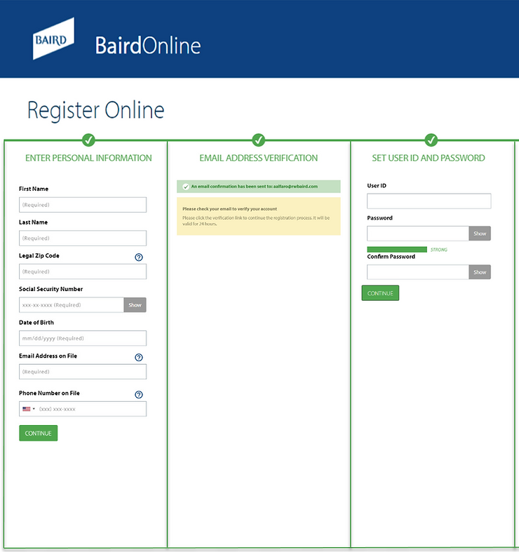 GET STARTED | Baird Online Demo