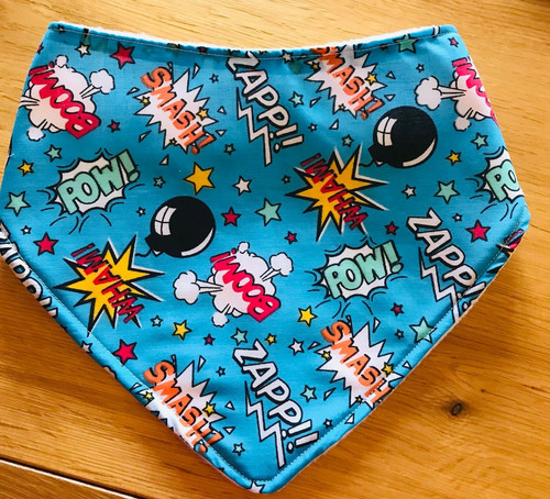 Light blue POW. Dignity bib. Dribble bib. Bandana style | Tiddletons