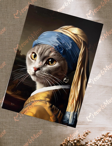 Postcard 'Vermeer cat Grey tabby' | Love cats club