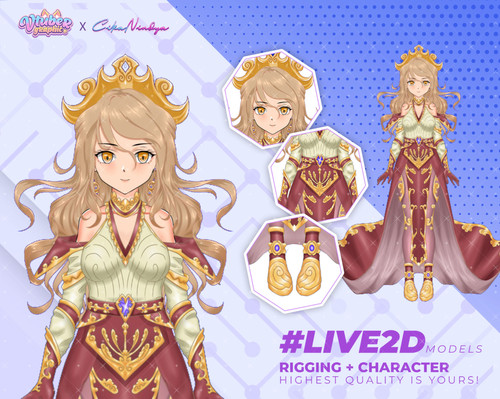 Royal Princess Live2D VTuber Model with Tan Hair - Regal for Your ...