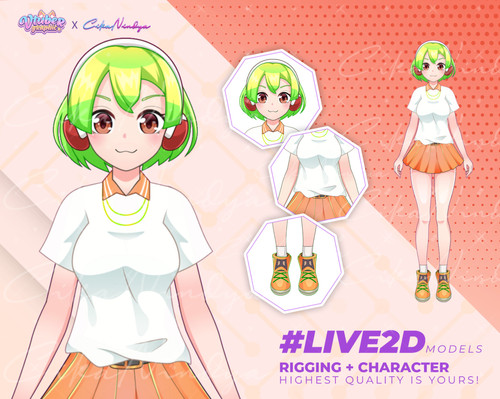 Next-Gen VTuber Revolution: Sporty Green-Haired Girl Live2D Model ...
