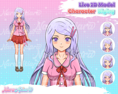 Explore the World of Virtual Beauty with Vtuber Live2D Grey Long-Haired ...
