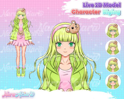 Enchanting Elegance Vtuber Live2d Anime Green Hair Young Girl ...