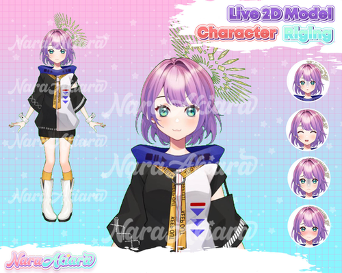 Semi Cyber Purple Anime VTuber Models Live2D Animation | Vtubergraphic