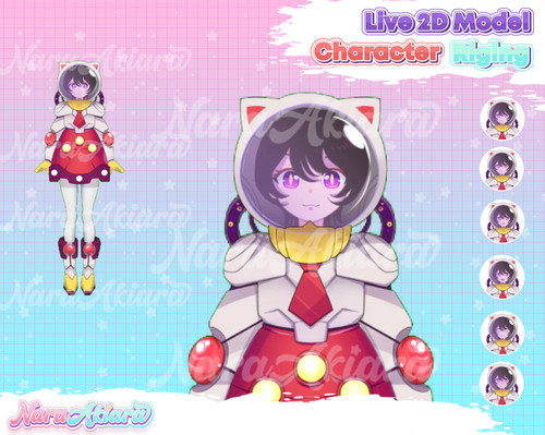 Into the Cosmic Adventures with Vtuber Live2d Model Anime Astronaut Cat ...