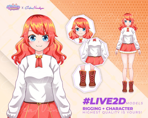 Charming Red School Girl Live2D VTuber - Perfect for Streamers ...
