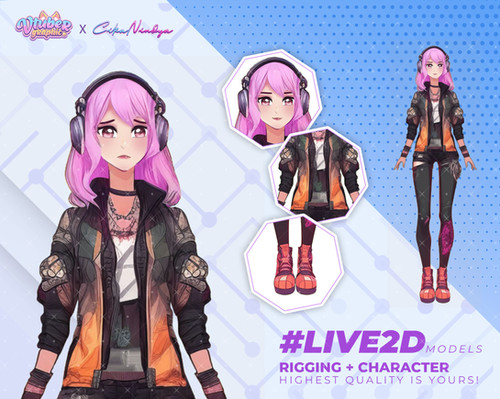 Stylish Purple-Haired Anime Girl Live2D VTuber Model in Jacket for ...