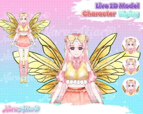 Unlock the Magic of Vtuber Live2D with our Anime Girl Gold Wing Fairy ...