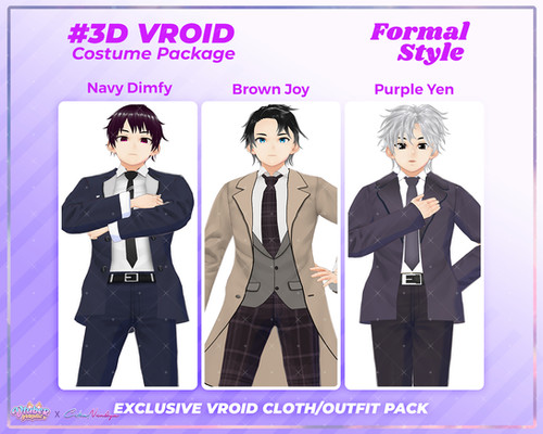 Stylish 3D VRoid Formal Outfit Male Set for VTuber Model Customization ...
