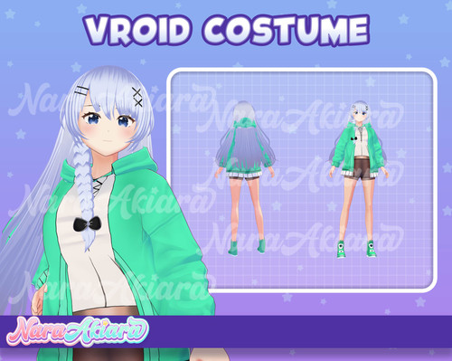Show Off Your Avatar's Unique Side with 3D Vroid Clothes Green Hoodie ...