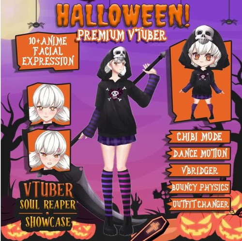 Soul Reaper Premium Vtuber Live2D Model Embodying Mystery and Power ...