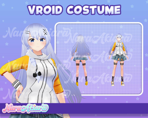 Level Up Your Vtuber Stream with the 3D Vroid Costume Yellow Cyberpunk ...