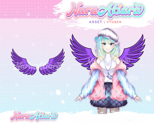 Awesome Purple Wings of Virtual Splendor for Vtuber Model | Vtubergraphic