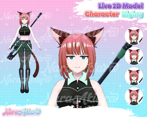 Unleash Your Vtuber Persona with our Anime Army Cat Girl Live2D Model ...