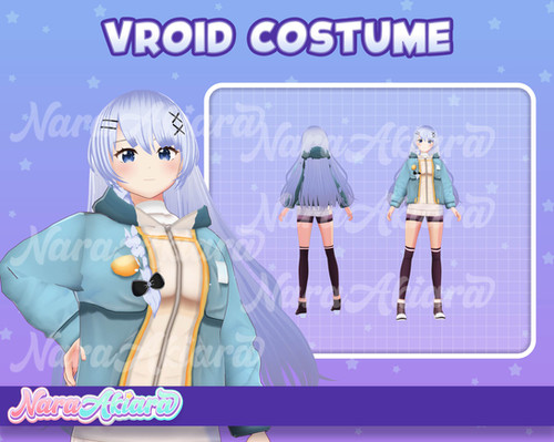 Be Iconic 3D Vroid by Wearing Light Blue Parka Jacket Perfect for ...