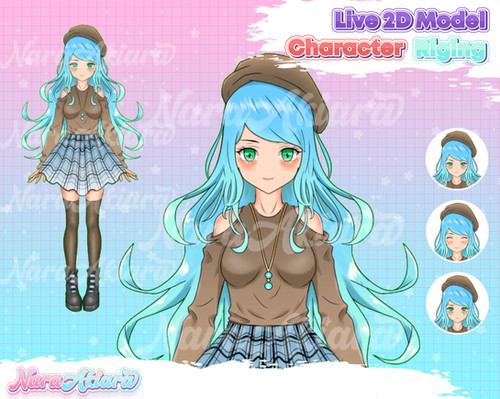 Elevate Your Streams with Casual Vtuber Live2D Model Blue-Haired Anime ...