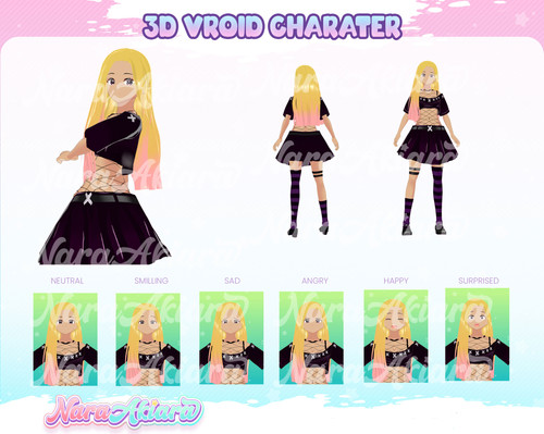 Harmonize Your Streams with a Blonde Hair Anime Girl 3D Vroid Model for ...