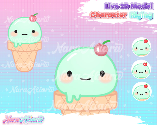 Icy Delights with Vtuber Live2d Model Cute Ice Cream for Streamer ...
