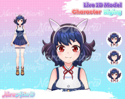 Enroll in Style with Vtuber Live2d Anime School Navy Model | Vtubergraphic