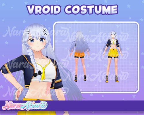 Show Off Your Style with the 3D Vroid Dark Blue Semi Leather Crop Top ...