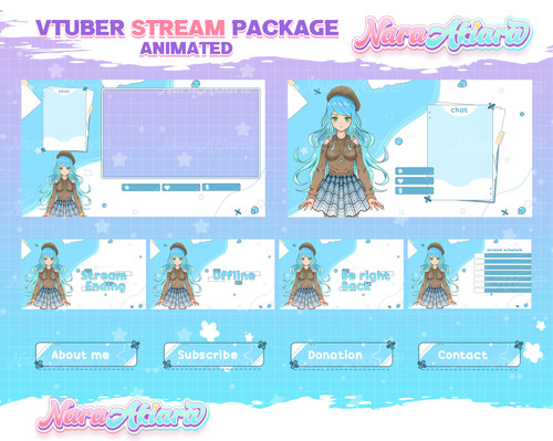 Enhance Your Streams with the Anime Blue Hair Overlay Stream Package ...